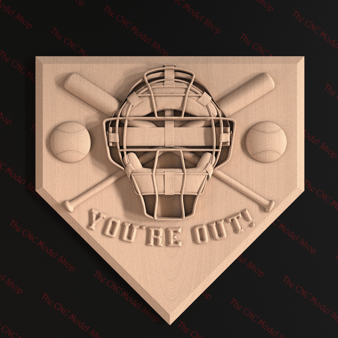 2 Pcs, Baseball Sign, You're Out!, 3d Stl Relief CNC Router File for ...