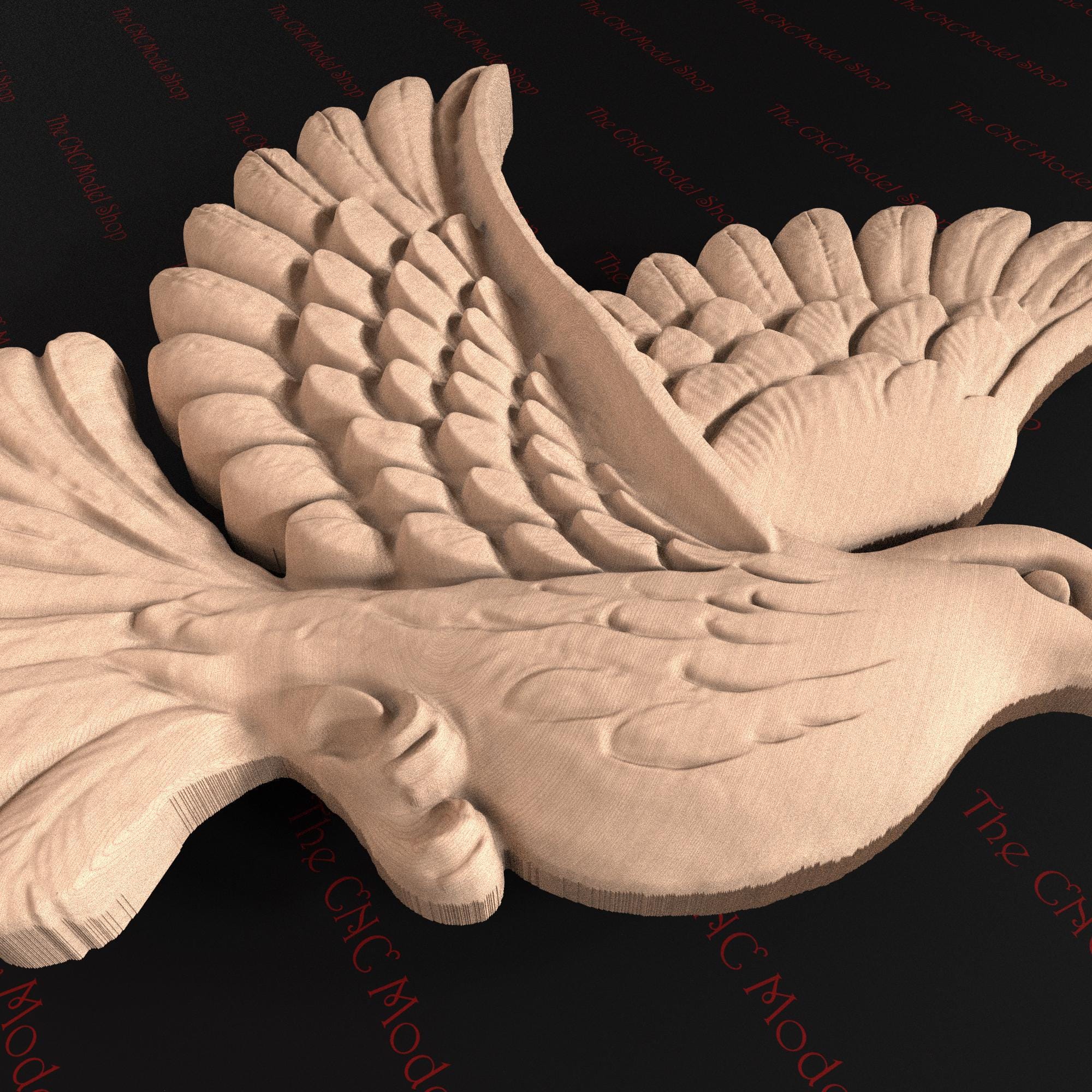 3D STL Relief File of a Flying Dove for CNC Carving/engraving - Etsy