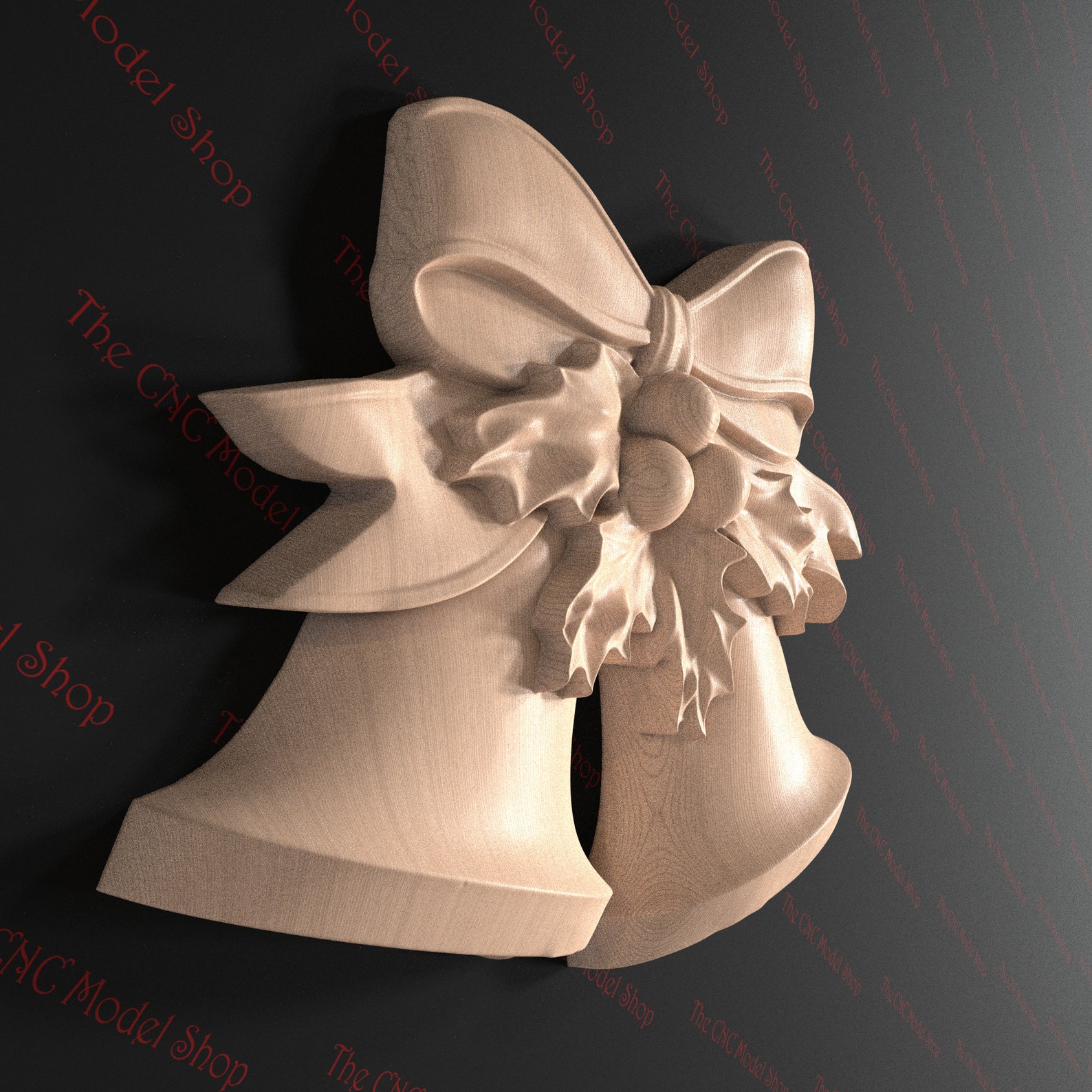 Christmas Bells, 3D Relief STL File for CNC Relief Carving or 3d ...