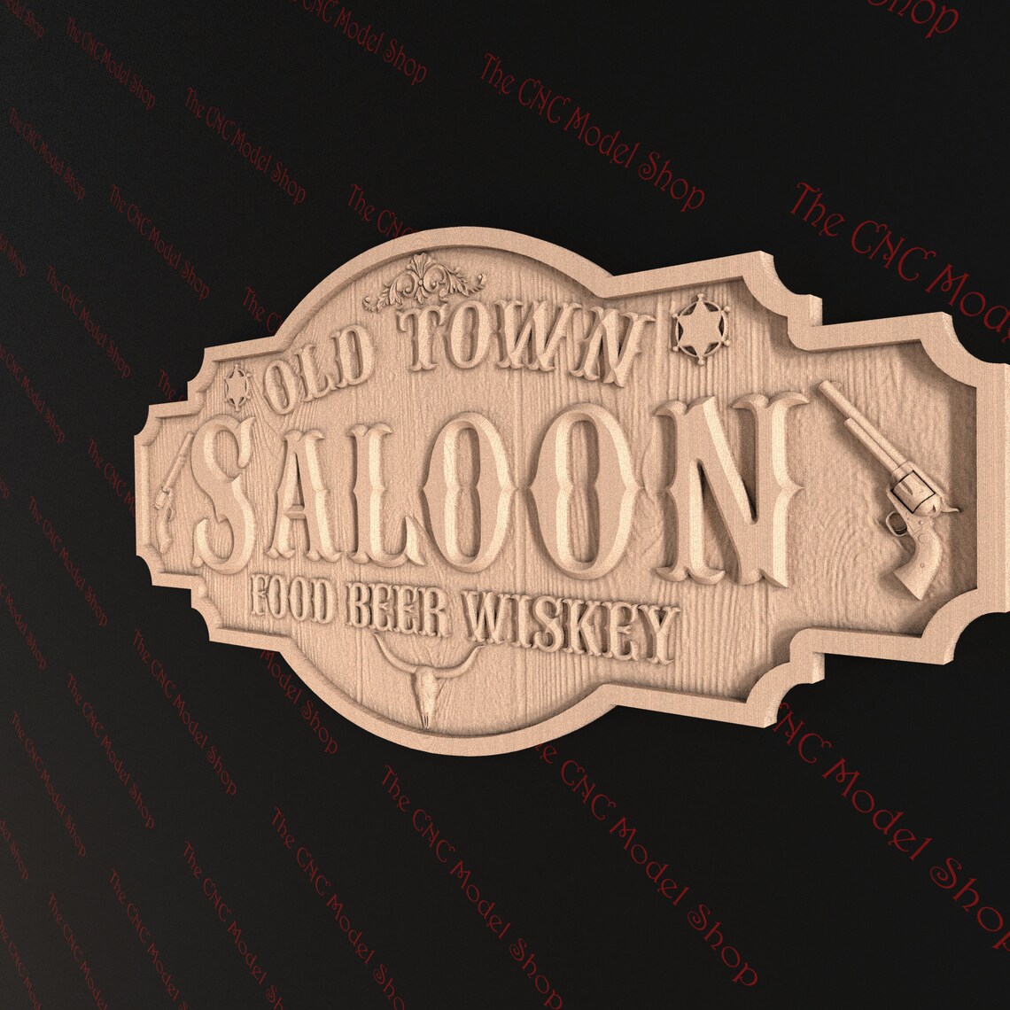 Old Town Saloon Sign, 3D Relief STL File for CNC Router Carving - Etsy
