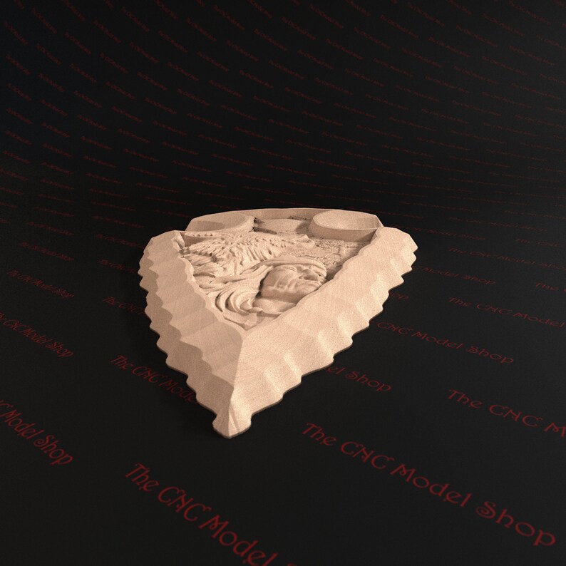 3D STL Relief File of an Arrowhead Artwork Featuring Wolf and Native ...