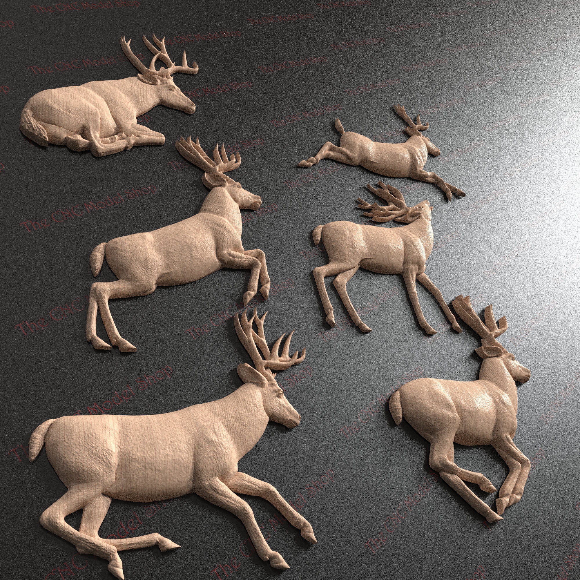 6 Pcs, 3D Relief STL Files of a Deer (deer Pack 2) for CNC Carving - Etsy