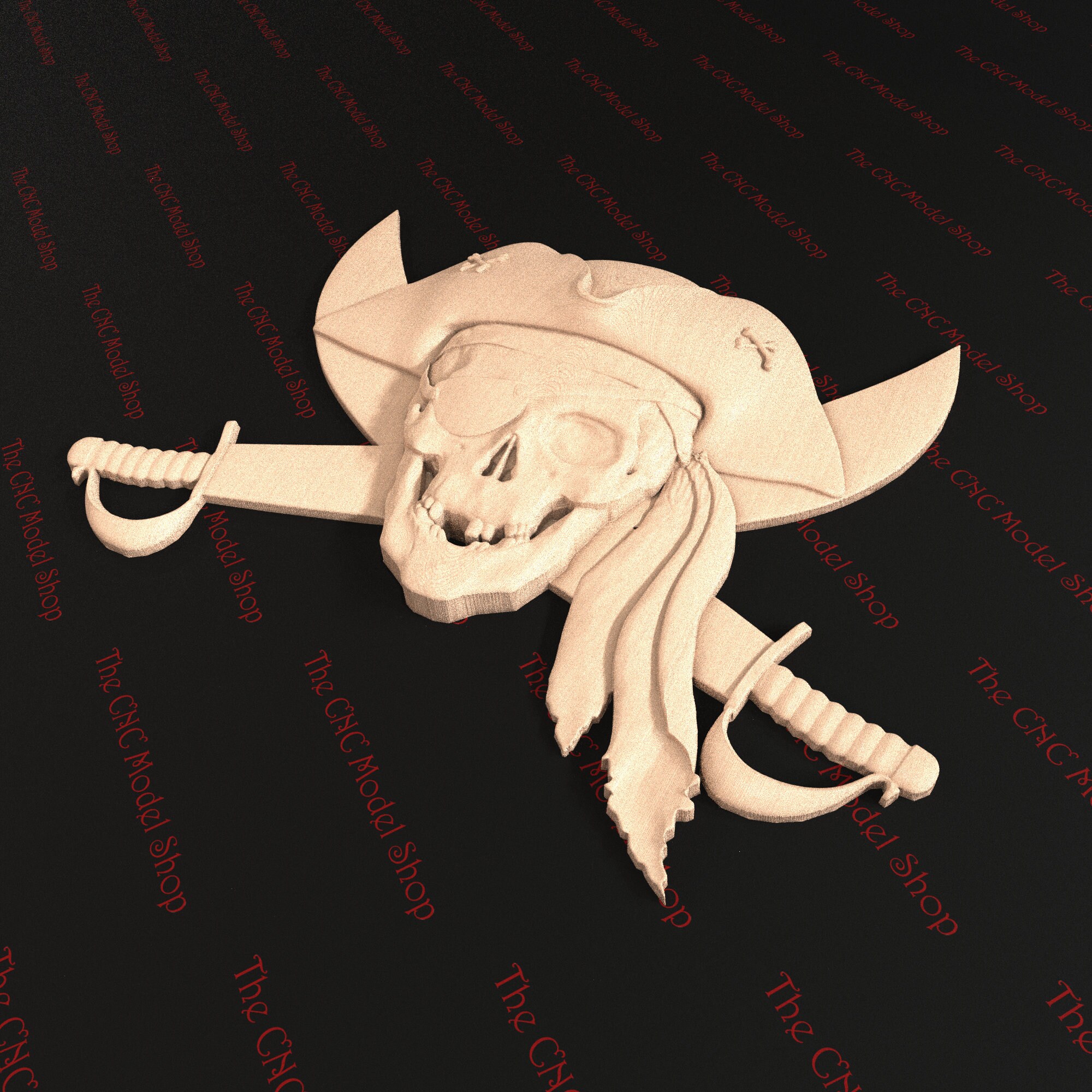 Pirate Skull and Swords 3d Stl Relief File for Cnc Router - Etsy
