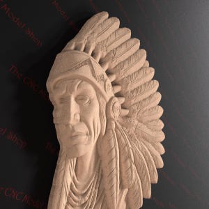 3D STL Relief File of a Native American Chief for Cnc Router Carving ...
