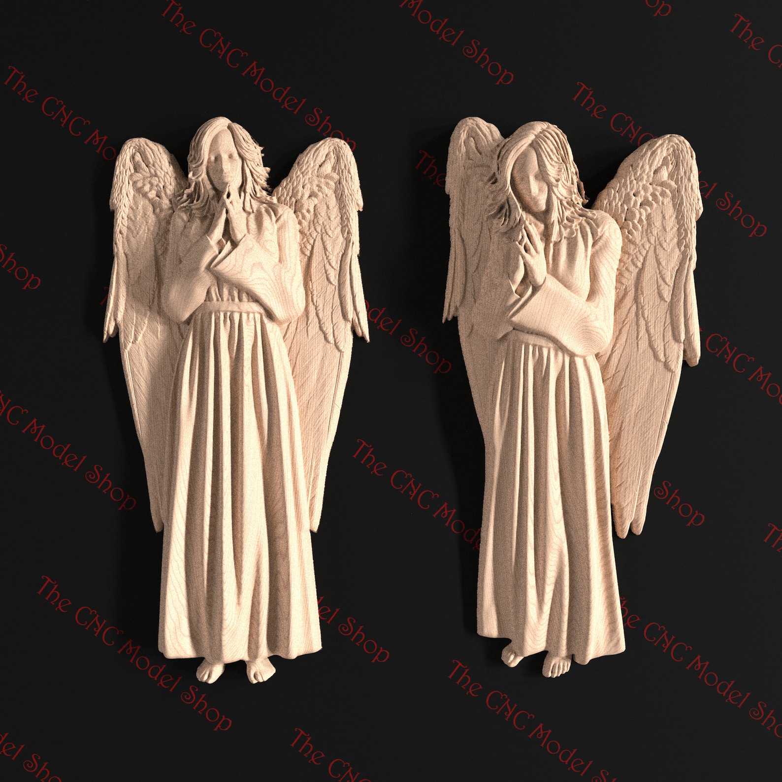2 Pcs 3D Relief STL Files of a Praying Angel for CNC Carving - Etsy