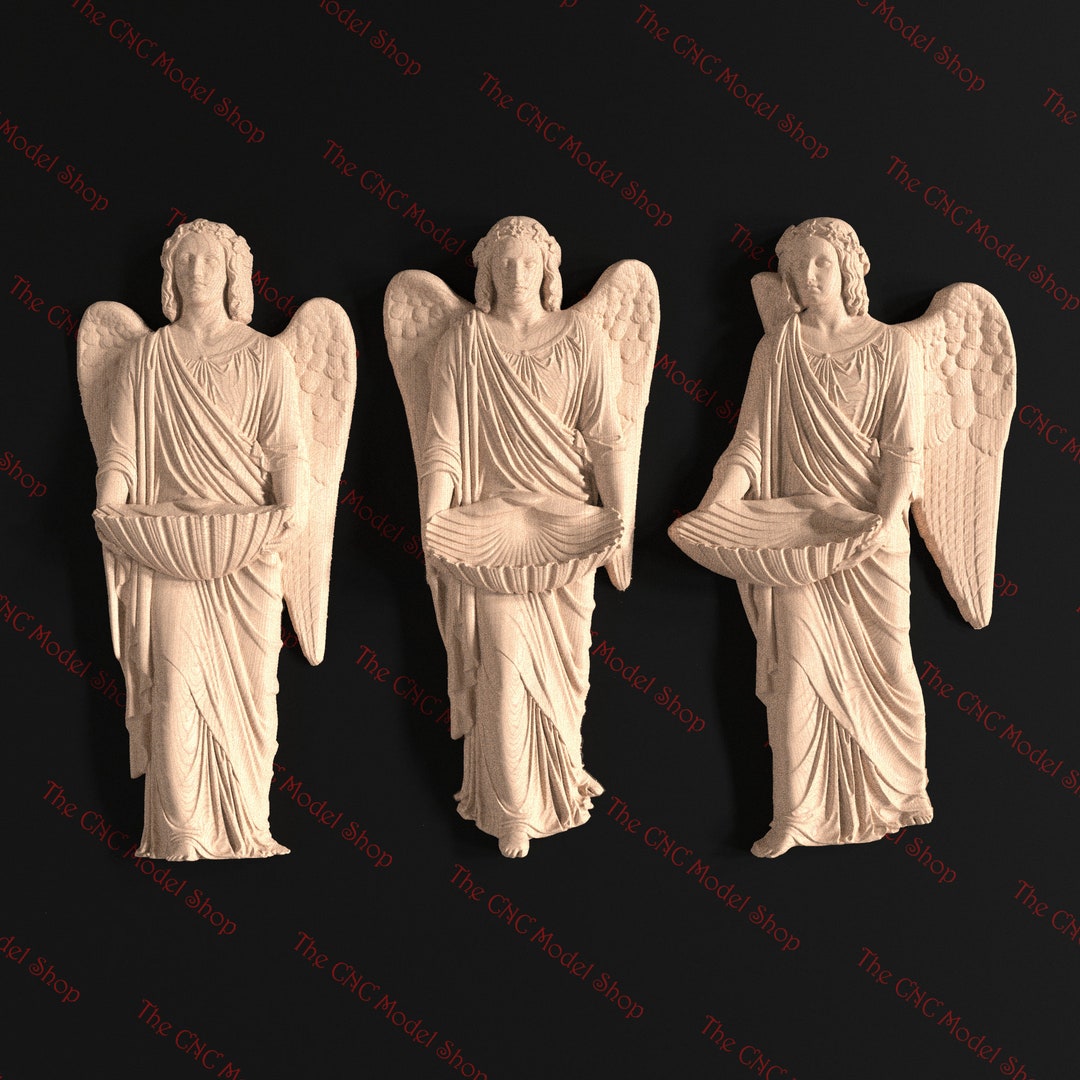 3pcs, 3D Relief STL Files of a Baptismal Angel for CNC Carving - Etsy