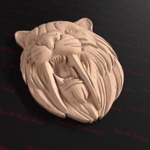 Roaring Sabertooth Tiger 3D STL Relief File for CNC Router Carving or ...