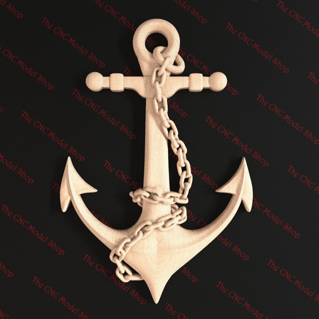 Ships Anchor With Chain, 3d Stl Relief File for CNC Router Carving ...