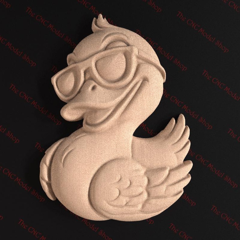 Cool Sunglasses Duck 3D Relief STL File for CNC Router Carving or 3D ...