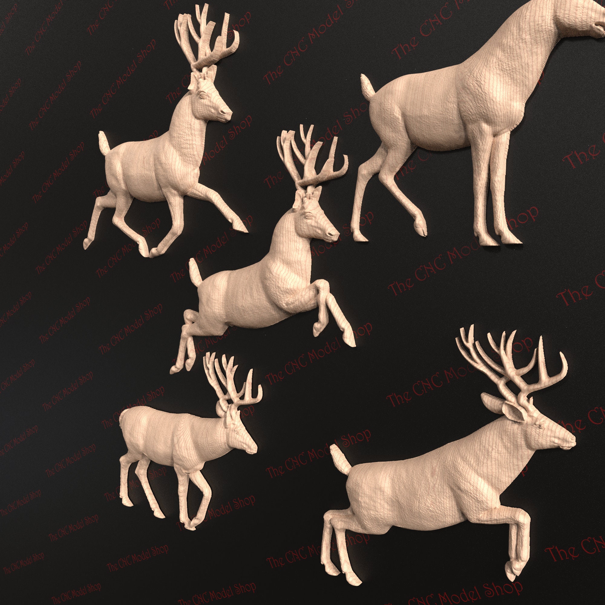 5 Pcs, 3D Relief STL Files of a Deer (deer Pack 3) for CNC Carving - Etsy
