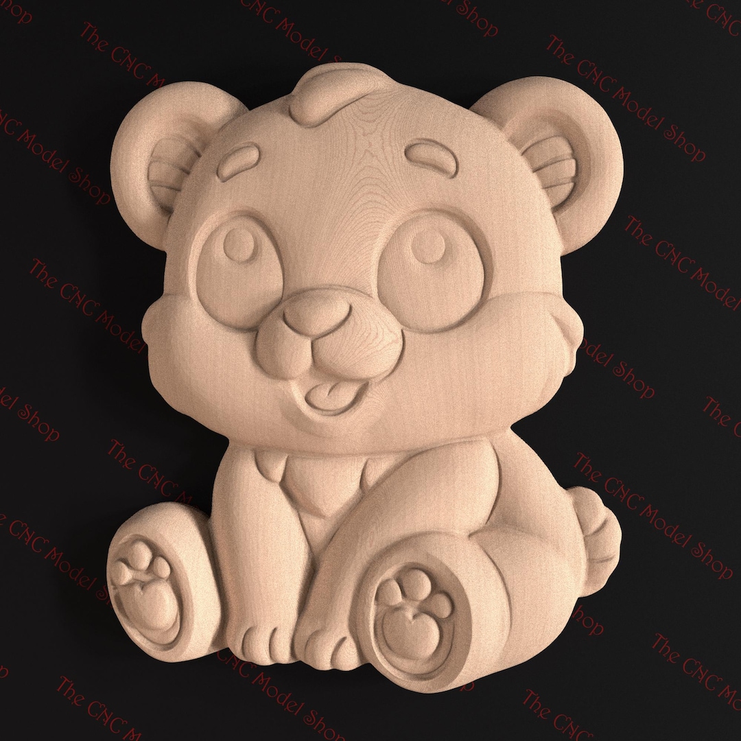 3D STL Relief File of a Cute Teddy Bear Character for CNC Carving ...