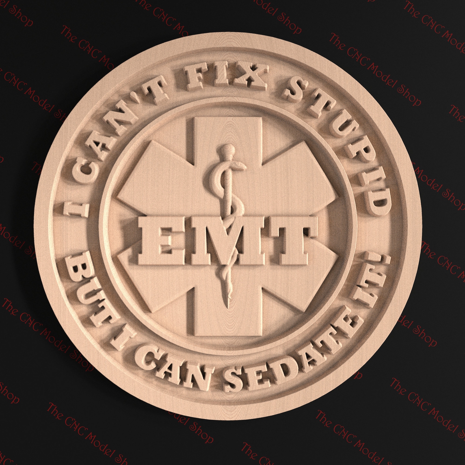 EMT Sign, Can't Fix... 3d .stl Relief CNC Router File for Cnc Carving ...