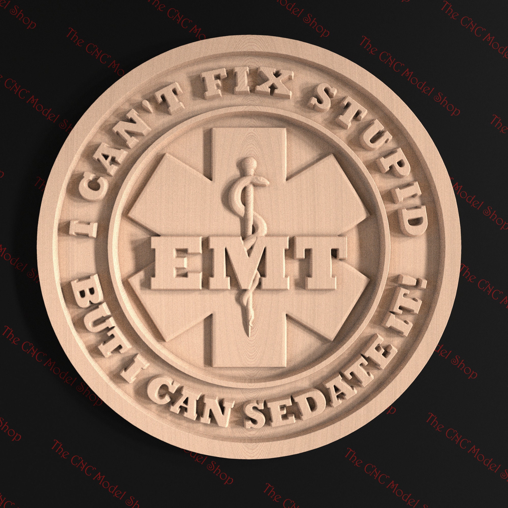 EMT Sign Can't Fix... 3d .stl Relief CNC Router File for - Etsy