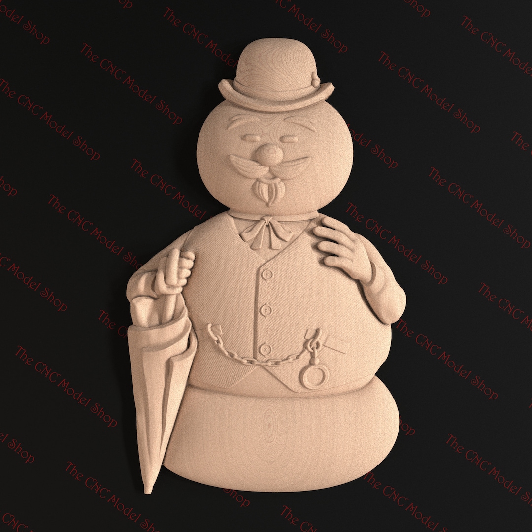3D STL Relief File of a Holiday Christmas Snowman for Cnc Carving ...