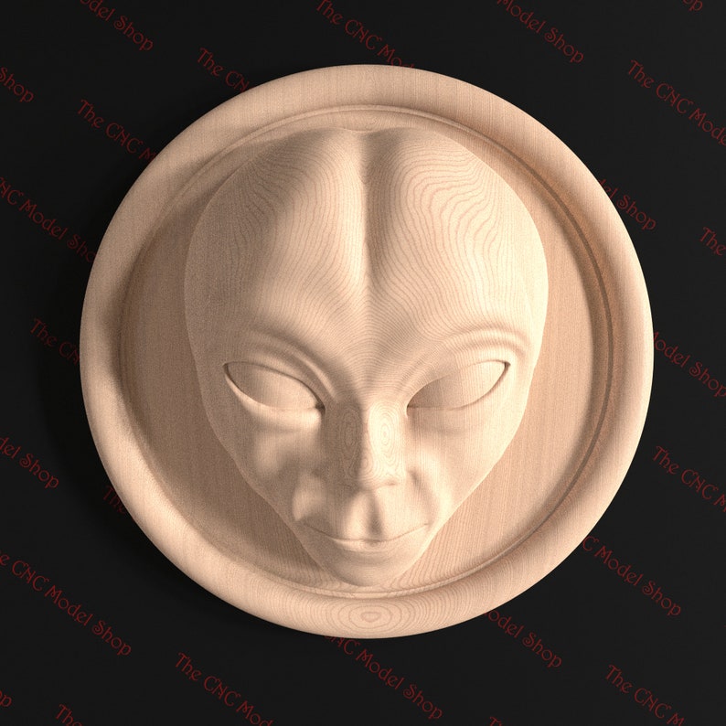 3 Pcs 3D Relief STL File of an Alien Head Wall Mount for CNC - Etsy
