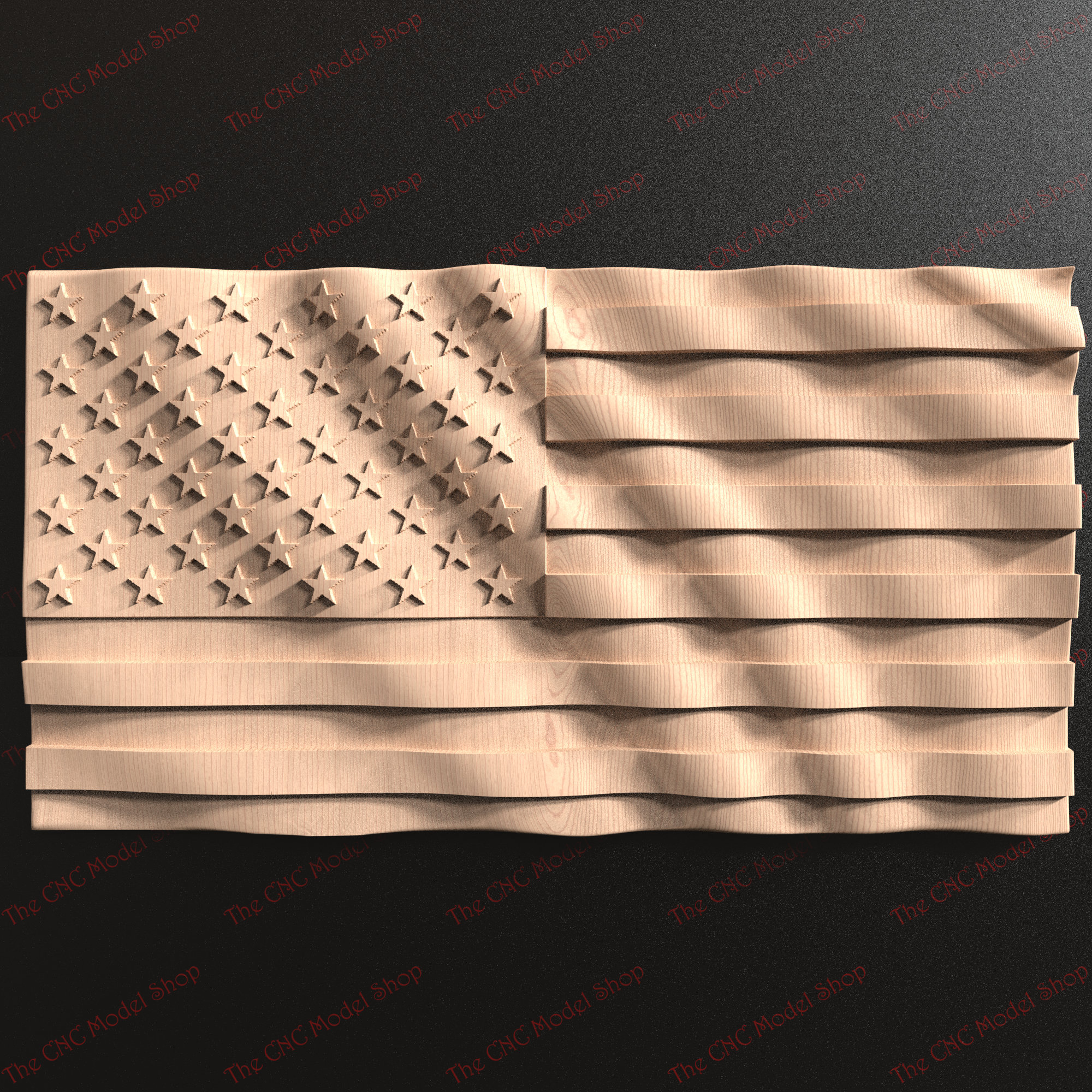 3 Pcs. 3D STL CNC Router File of the American Flag for CNC - Etsy