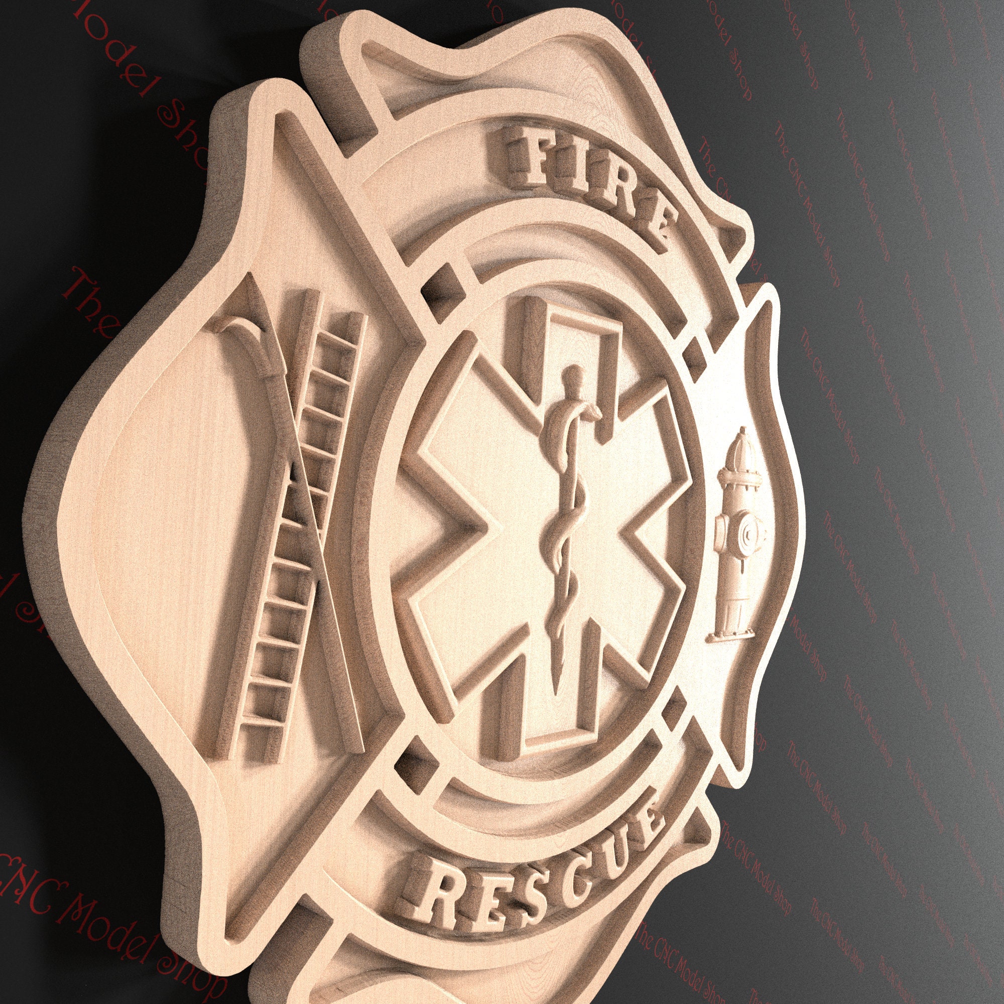 Fire Rescue Emblem 3d .stl Relief CNC Router File for Cnc - Etsy