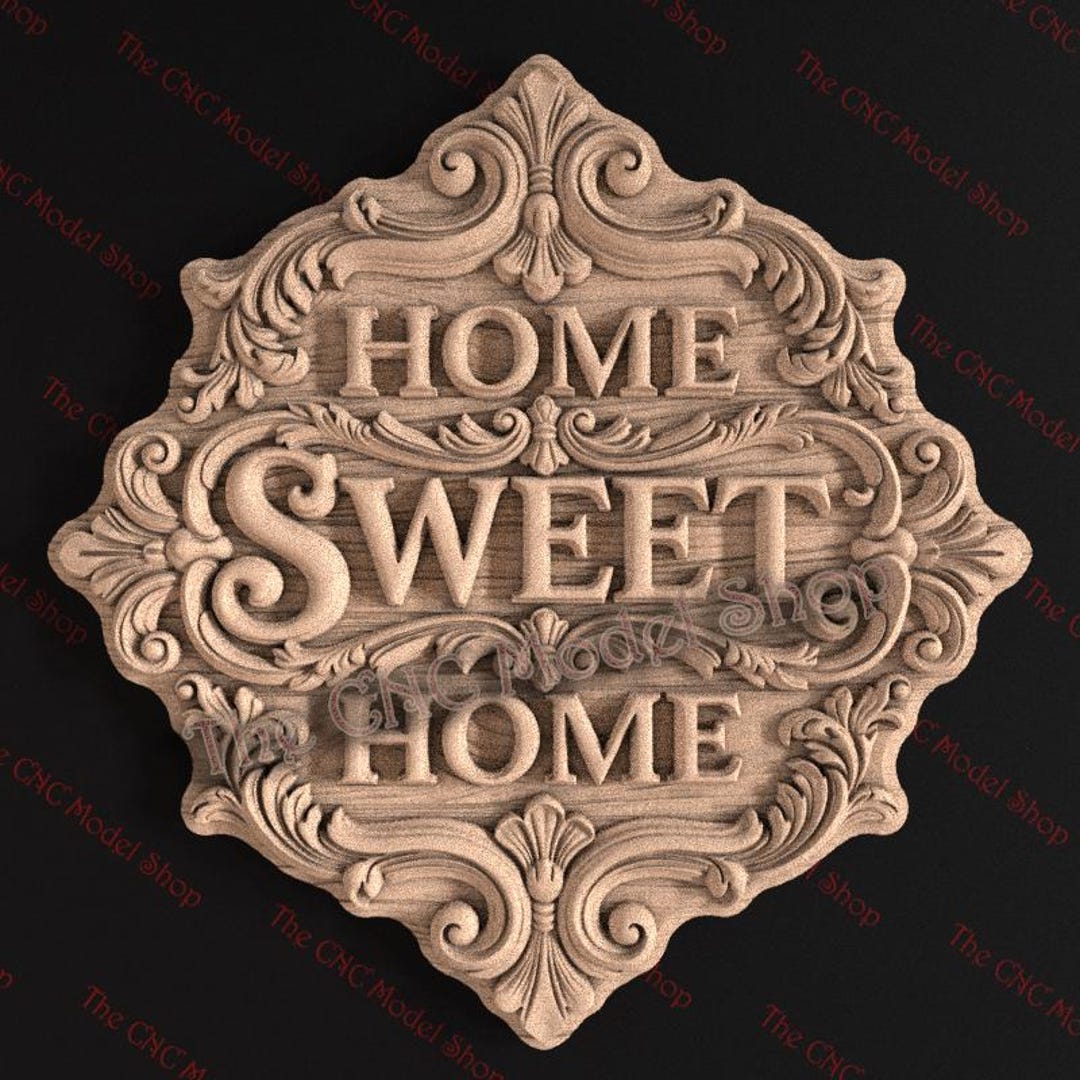 Home Sweet Home 3D Relief STL File for CNC Router Carving or 3D Resin ...