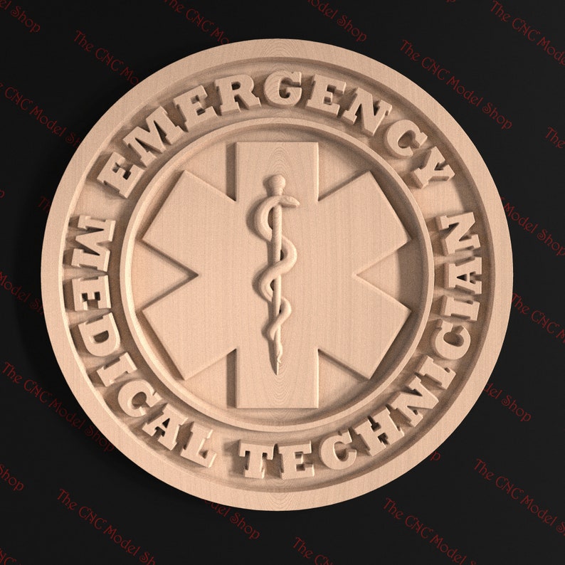 EMT Sign 3d .stl Relief CNC Router File for Cnc Carving - Etsy
