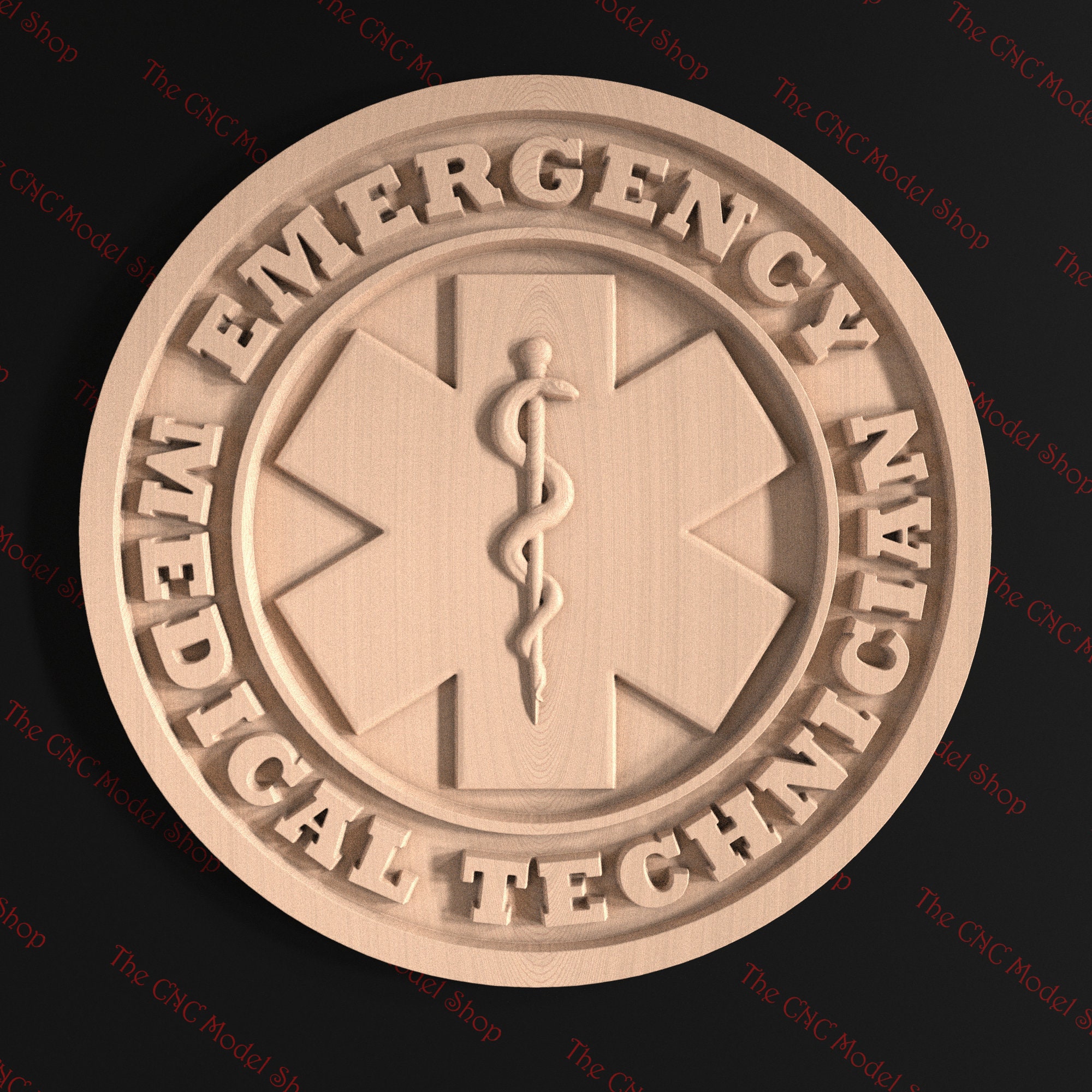 EMT Sign, 3d .stl Relief CNC Router File for Cnc Carving, Engraving or ...