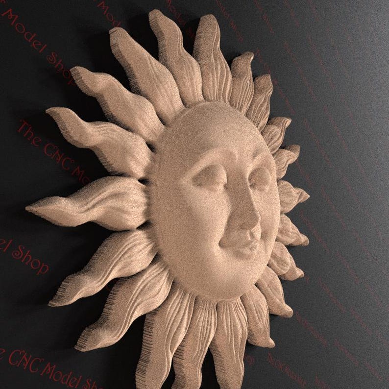 Smiling Sun Face 3D STL Relief File for CNC Router Carving or 3D Resin ...