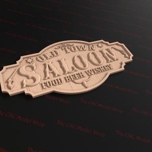 Old Town Saloon Sign, 3D Relief STL File for CNC Router Carving - Etsy