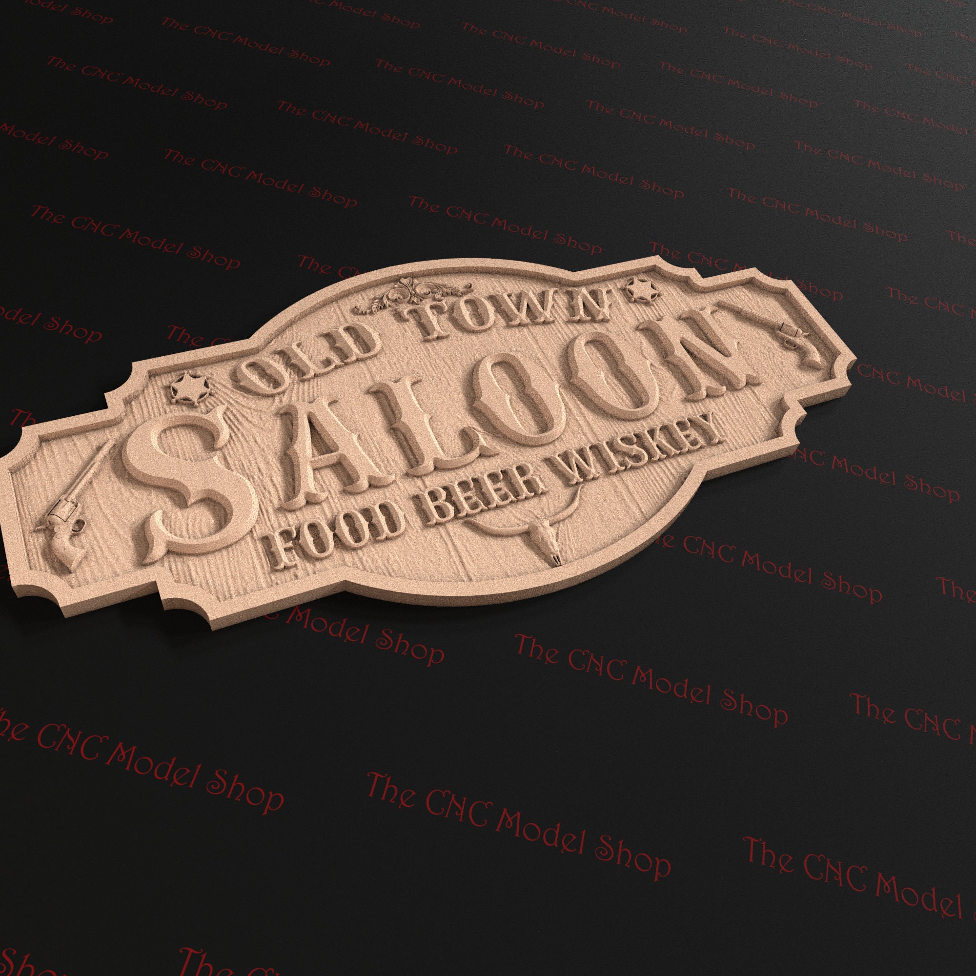 Old Town Saloon Sign 3D Relief STL File for CNC Router - Etsy Australia