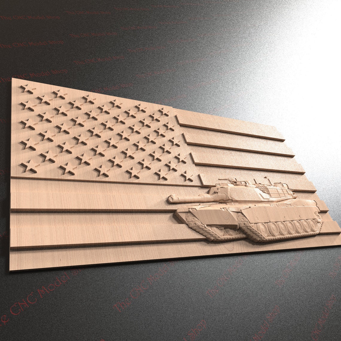 3 Pcs. 3D STL CNC Router File of the American Flag With M1 Tank for CNC ...