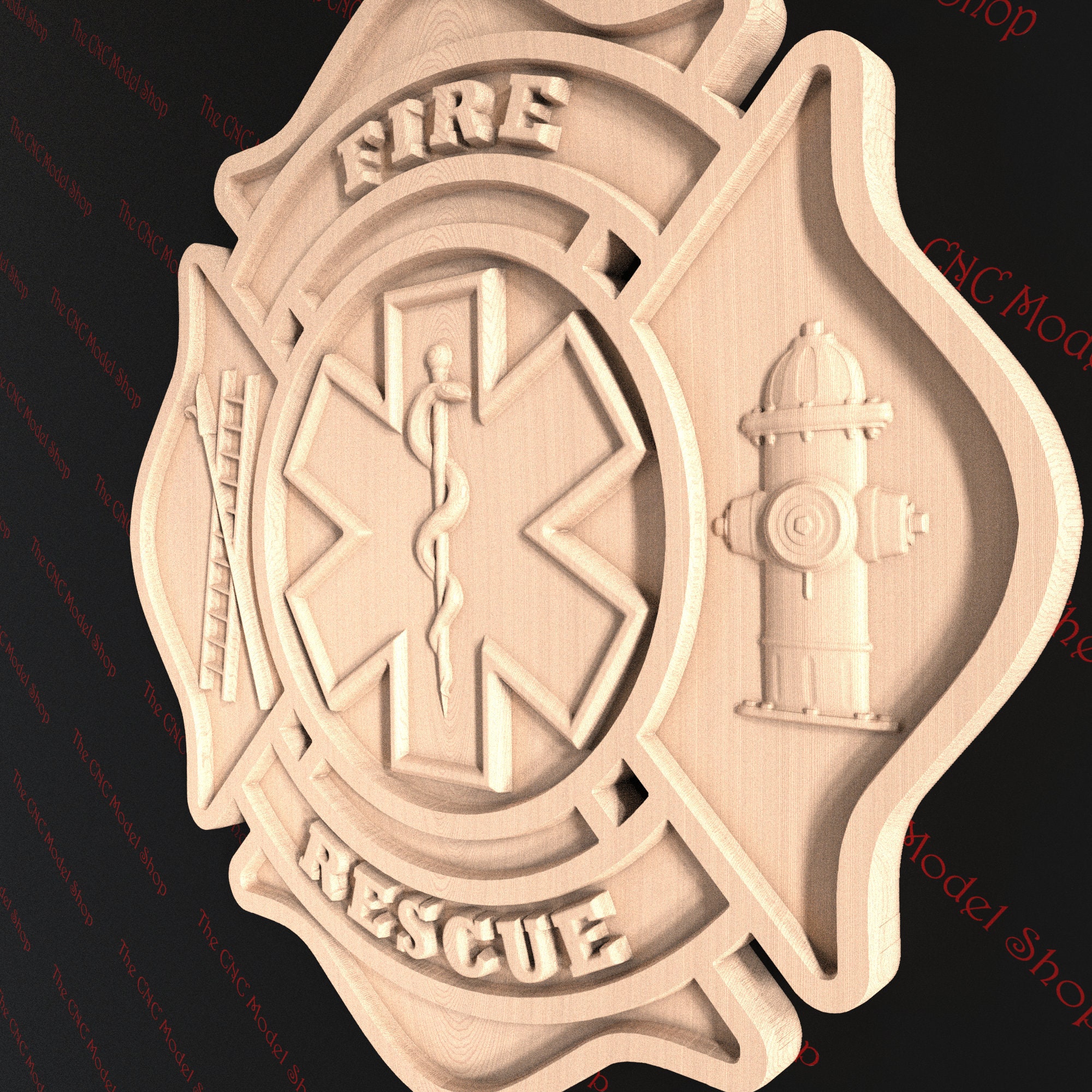 Fire Rescue Emblem 3d .stl Relief CNC Router File for Cnc - Etsy