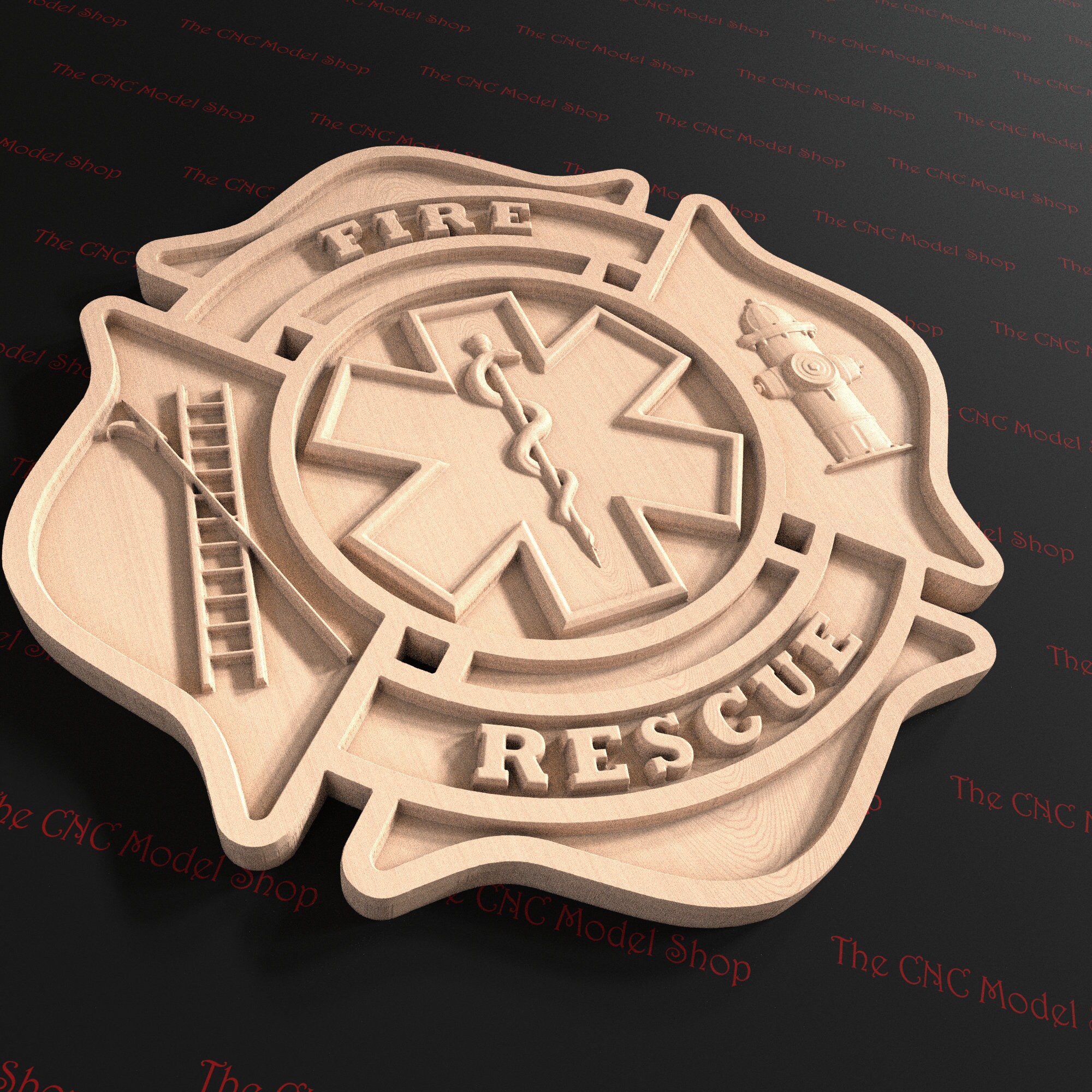 Fire Rescue Emblem 3d .stl Relief CNC Router File for Cnc - Etsy