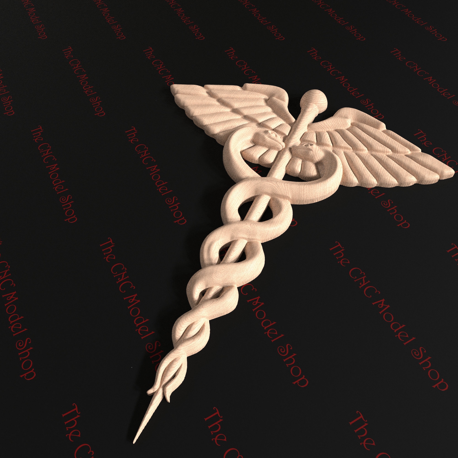 3D Relief STL File of Caduceus Symbol for CNC Router Carving - Etsy