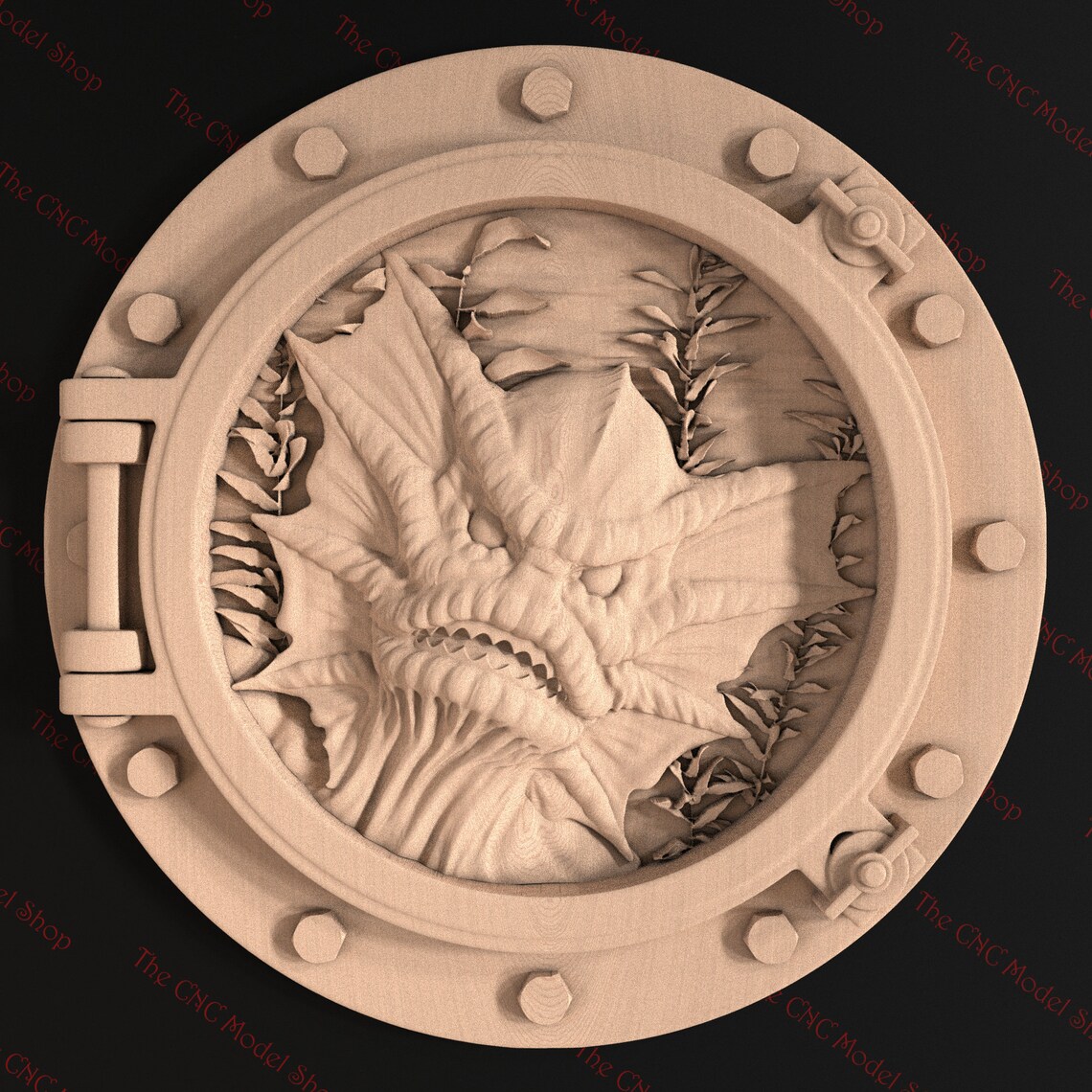 3D STL Relief File of a Mer-man Creature in a Porthole Frame for CNC ...