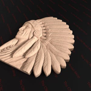 3D STL Relief File of a Native American Chief for Cnc Router Carving ...