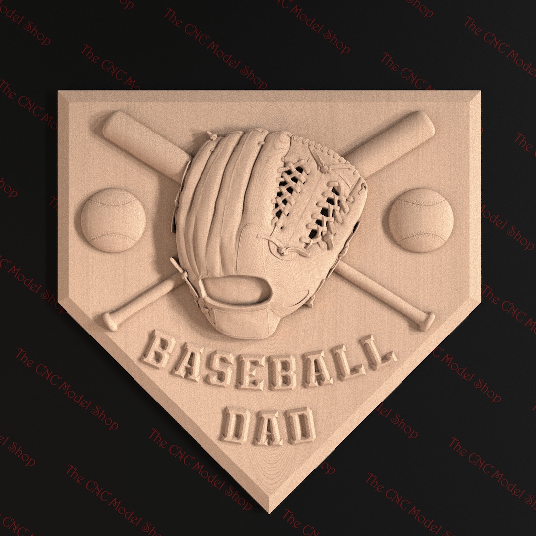 2 Pcs, Baseball Dad Sign, 3d Stl Relief CNC Router File for Cnc Carving ...