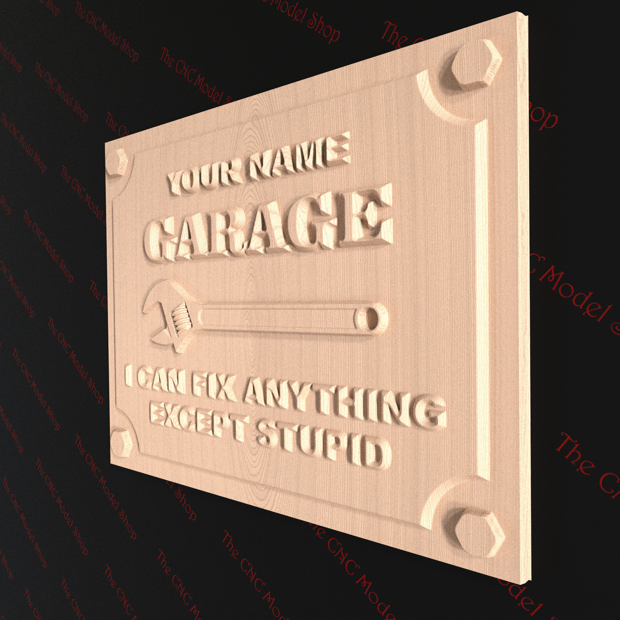 3D Relief STL File of a Customizable Garage Sign for CNC - Etsy