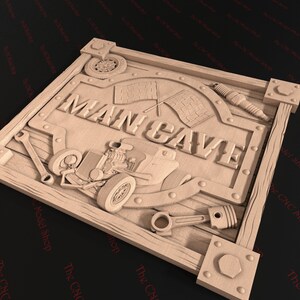 3D Relief STL File of a Hot Rod Man Cave Sign for CNC Router Carving - Etsy