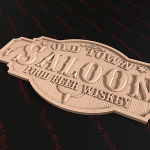 Old Town Saloon Sign, 3D Relief STL File for CNC Router Carving - Etsy