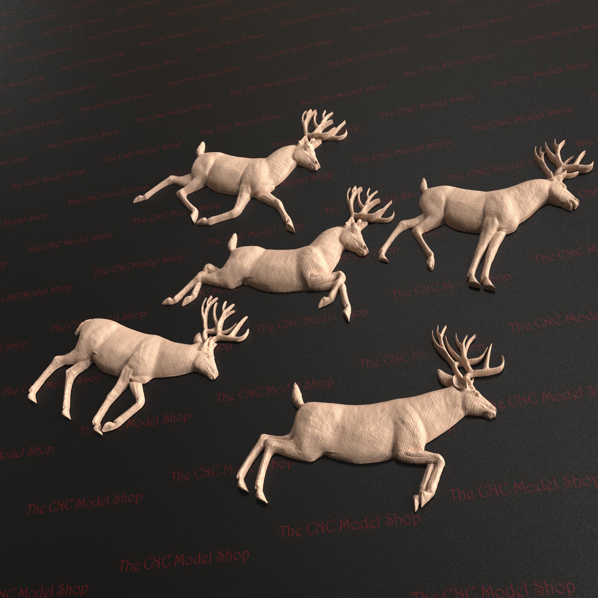 5 Pcs, 3D Relief STL Files of a Deer (deer Pack 3) for CNC Carving - Etsy