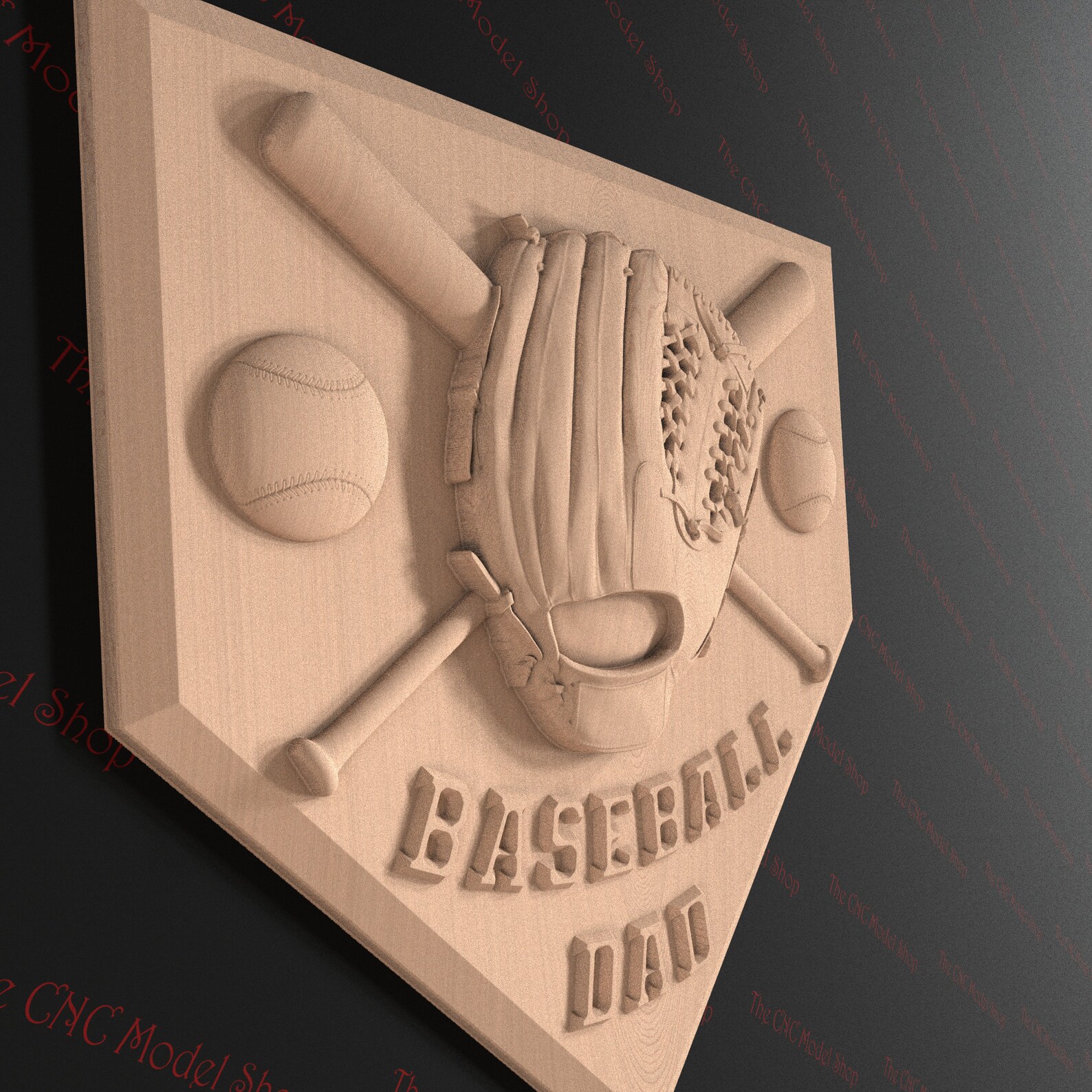 2 Pcs, Baseball Dad Sign, 3d Stl Relief CNC Router File for Cnc Carving ...