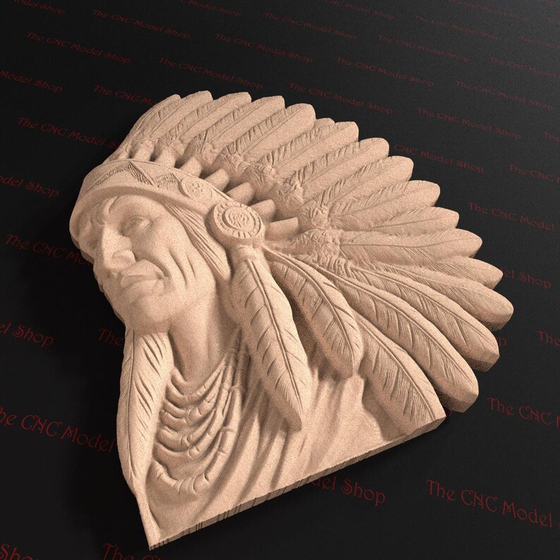 3D STL Relief File of a Native American Chief for Cnc Router Carving ...