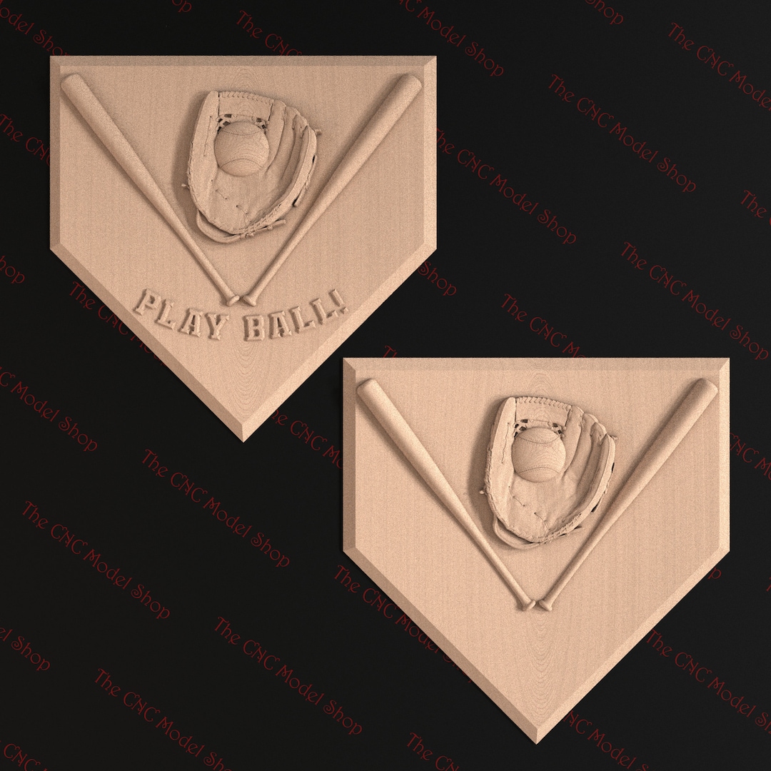 2 Pcs, Baseball Play Ball Sign #2, 3d Stl Relief CNC Router File for ...