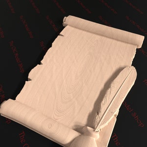 3D Relief STL File of a Old Scroll With Quill and Inkwell for CNC ...
