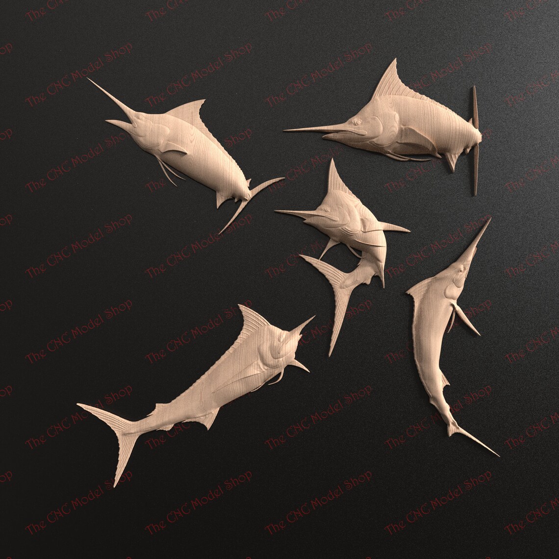 10 Pcs, 3D Relief STL Files of a Marlin - Etsy