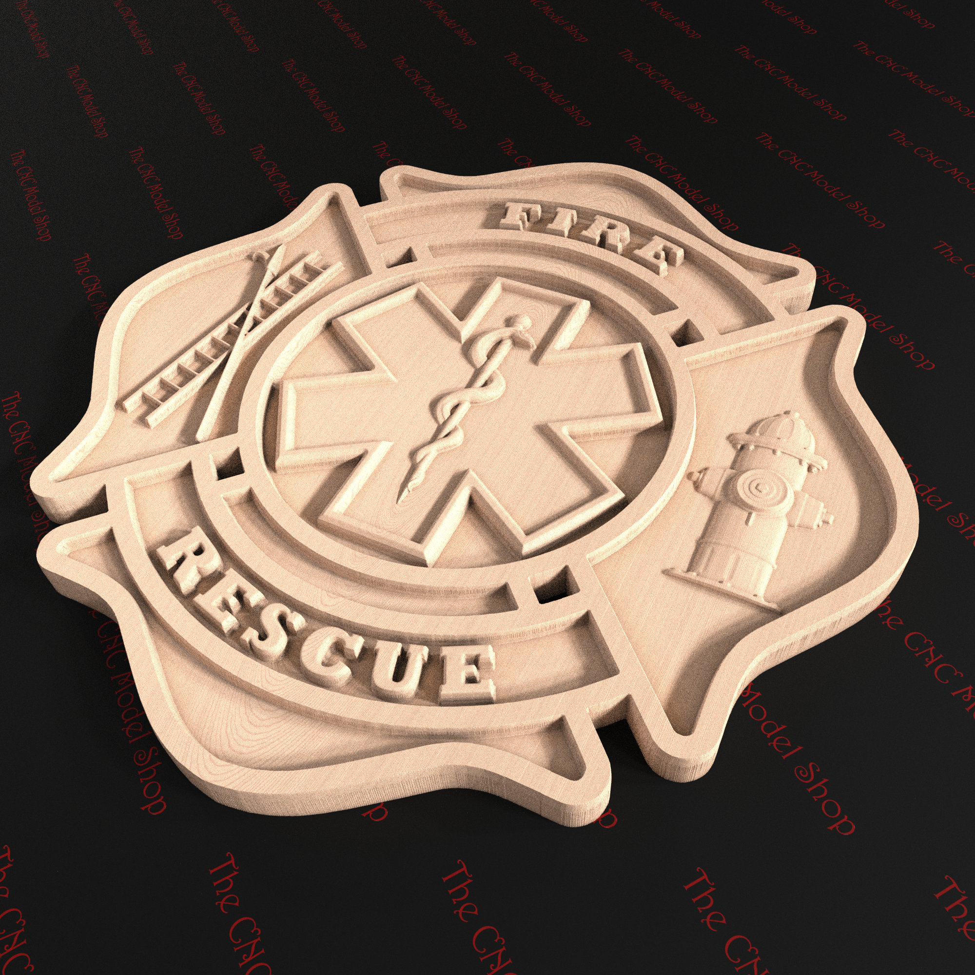 Fire Rescue Emblem 3d .stl Relief CNC Router File for Cnc - Etsy