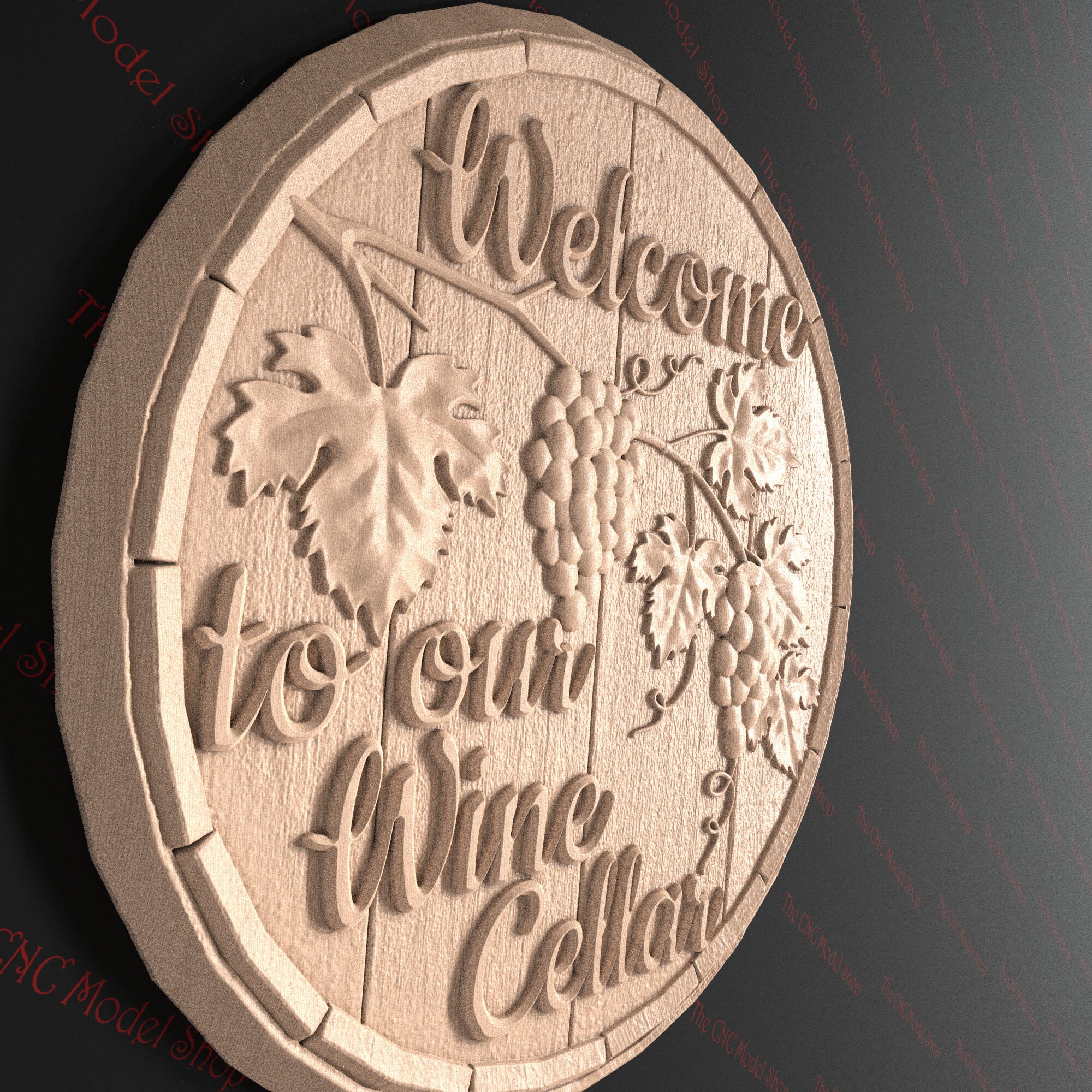 3D Relief STL File of a Welcome to Our Wine Cellar Wall Sign for CNC ...