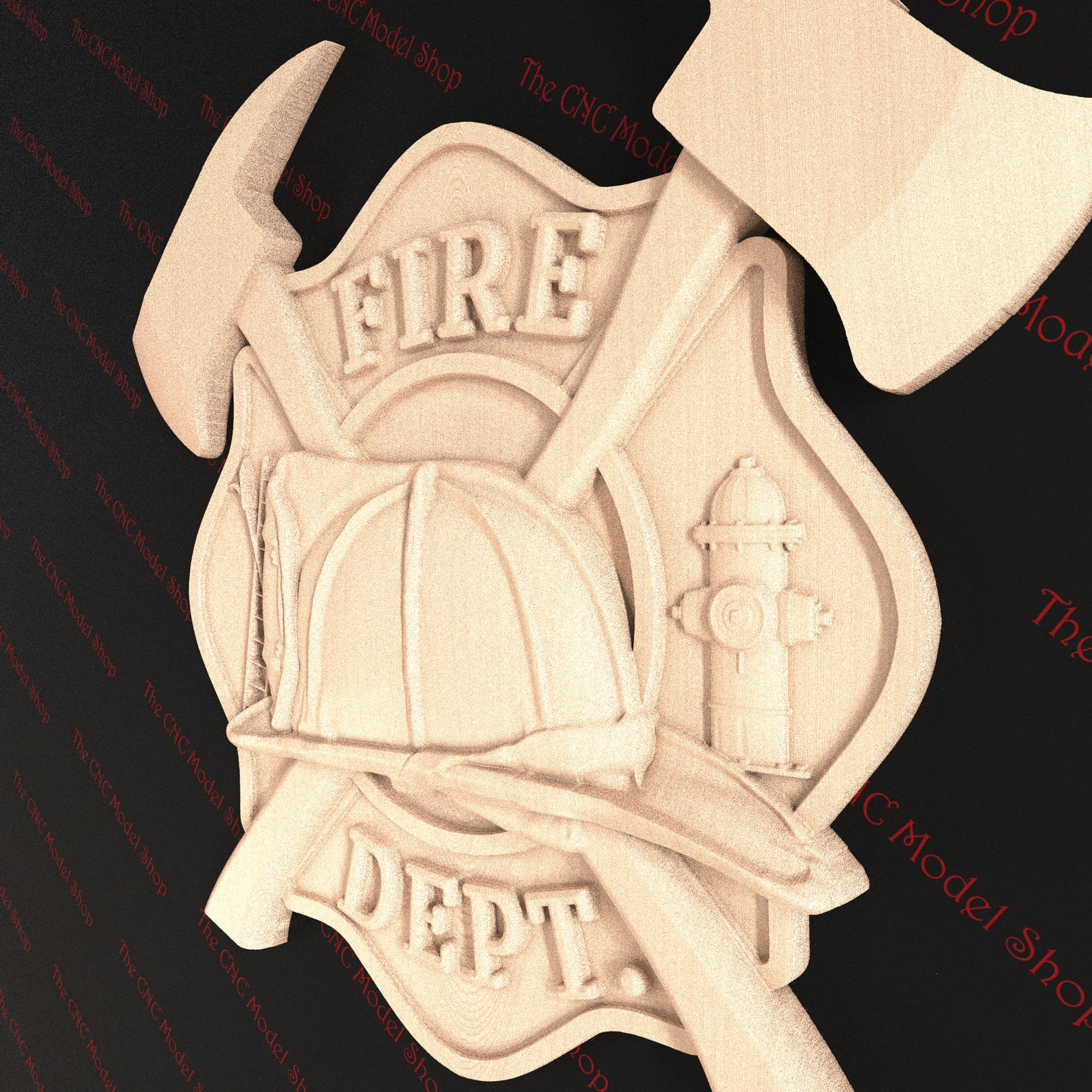 Fire Department Emblem With Helmet, 3d .stl Relief CNC Router File for ...