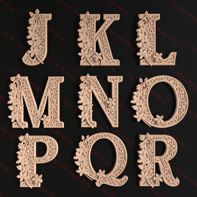 26 Pcs. 3D STL Relief File for Cnc of All Letters in the - Etsy