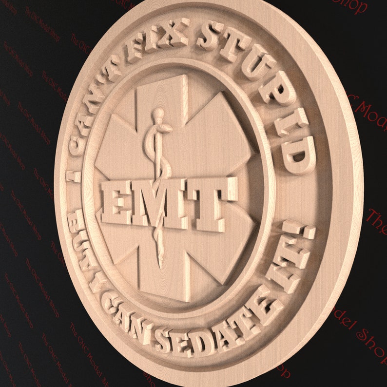 EMT Sign Can't Fix... 3d .stl Relief CNC Router File for - Etsy