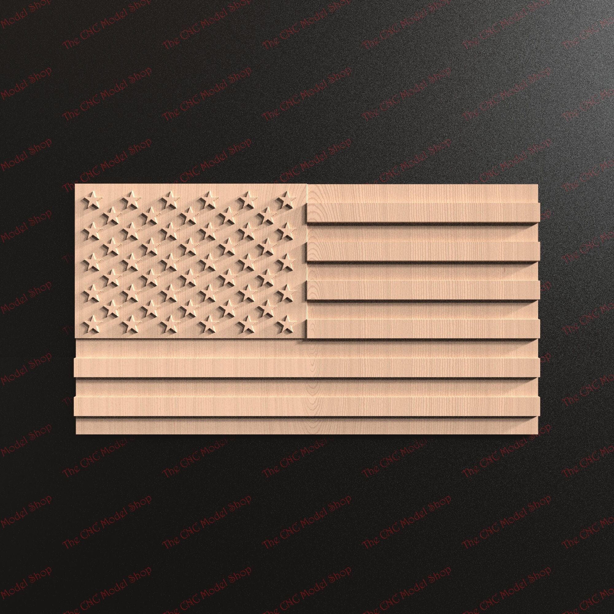 3 Pcs. 3D STL CNC Router File of the American Flag for CNC - Etsy