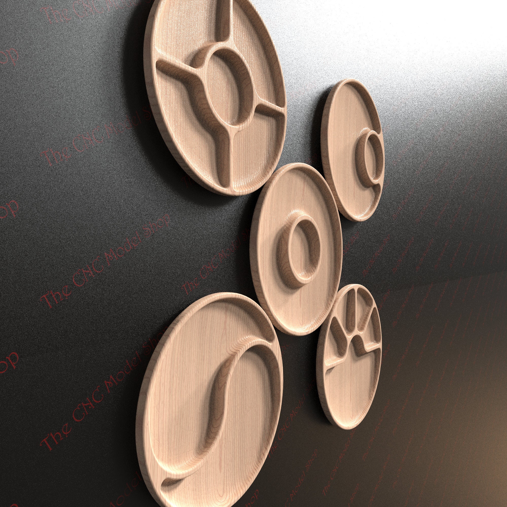 5 Pcs. 3D STL File of Circular Trays Pack #1 for CNC Router Carving - Etsy